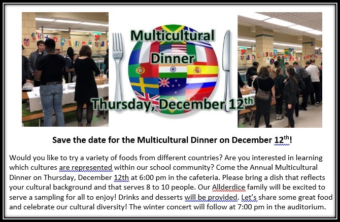 Save the Date! Multicultural Dinner – Pittsburgh Allderdice PTO